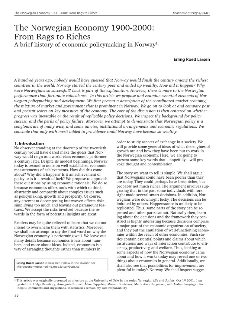 Norway's Economic Journey: 1900-2000 | PDF | Economics | Externality