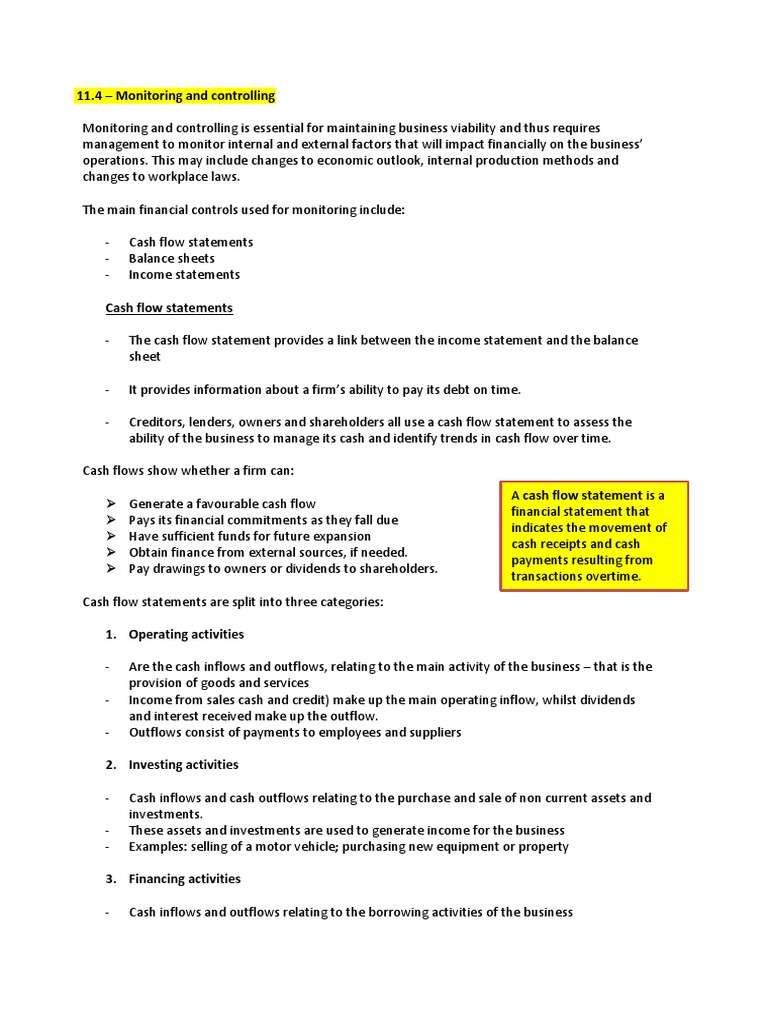 Cash Flow + Income Statement Notes | PDF | Cash Flow Statement ...