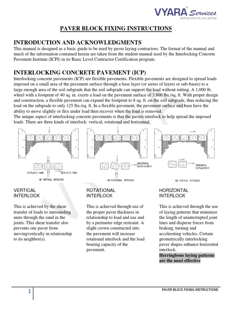 Paver Block Fixing Instructions | PDF | Road Surface | Line (Geometry)