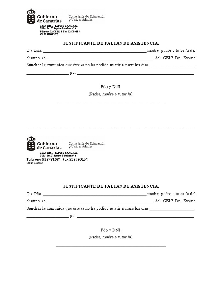 Justificante de Faltas | PDF