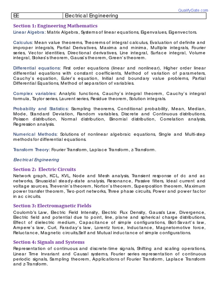 Section 1 Engineering Mathematics Pdf Integral Electrical Network