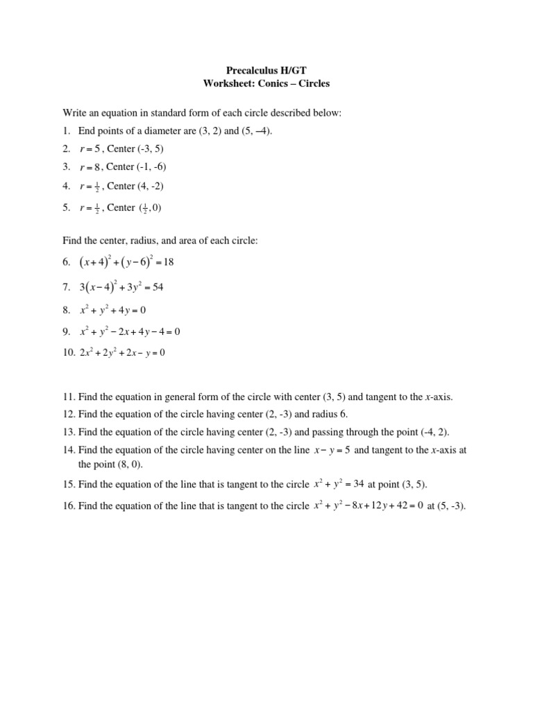 CIRCLES Worksheet | PDF