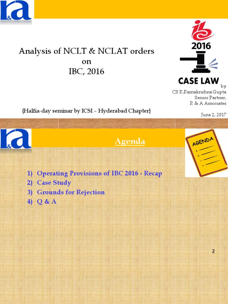 RKG-NCLT Case Analysis On IBC | PDF | Debt | Lawsuit
