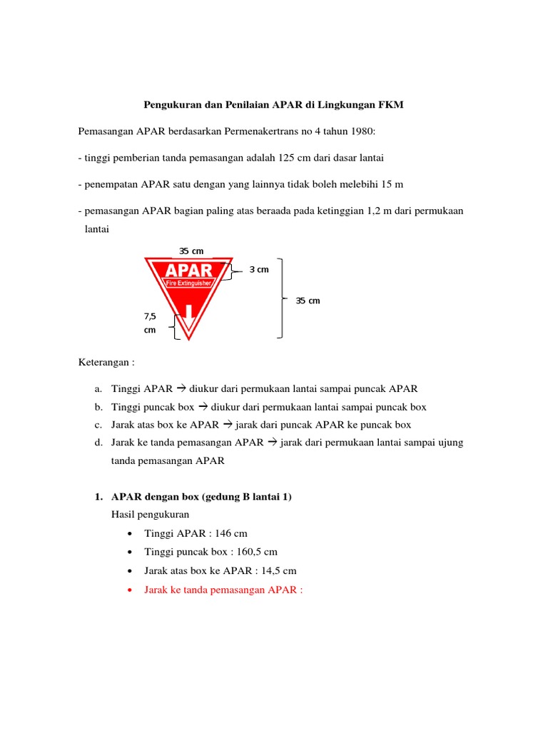 Evaluasi APAR di FKM: Kepatuhan dan Penyesuaian | PDF