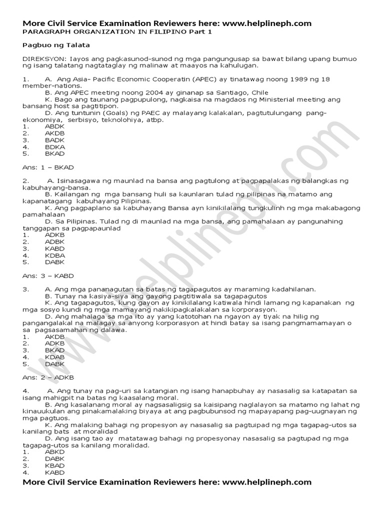 Paragraph Organization in Filipino | PDF