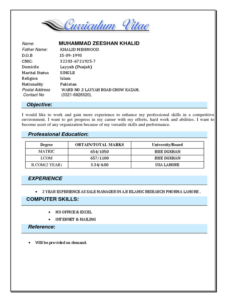 Muhammad Zeeshan Khalid | PDF | Career & Growth