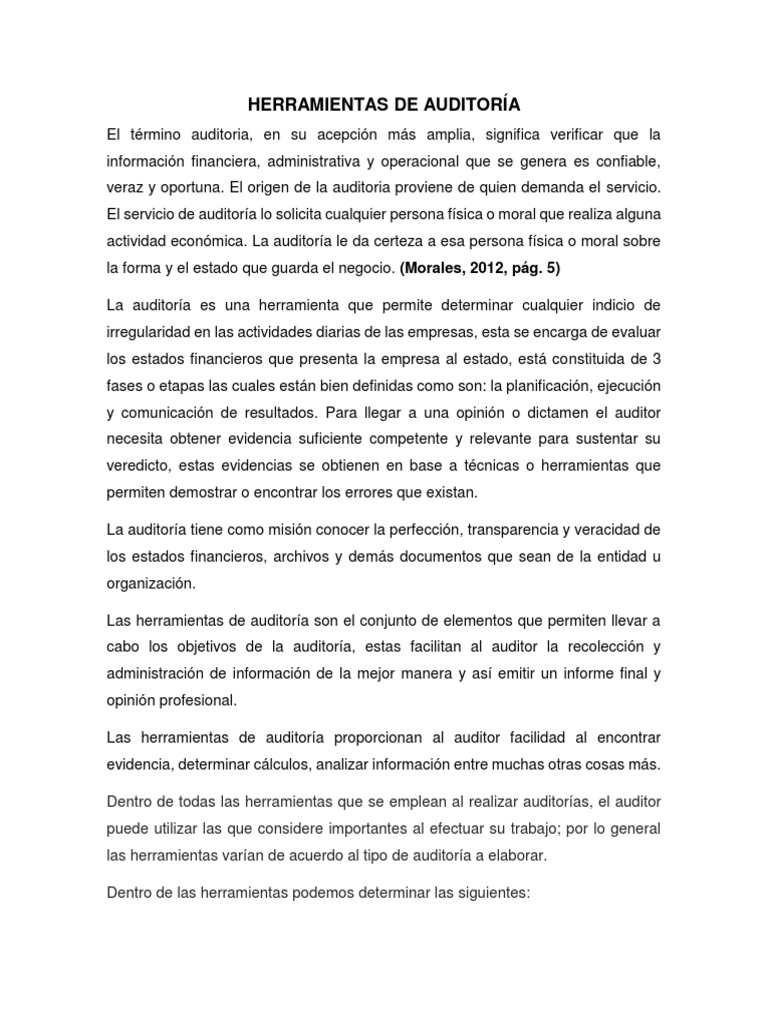 Herramientas de Auditoría | PDF | Auditoría | Muestreo (Estadísticas)