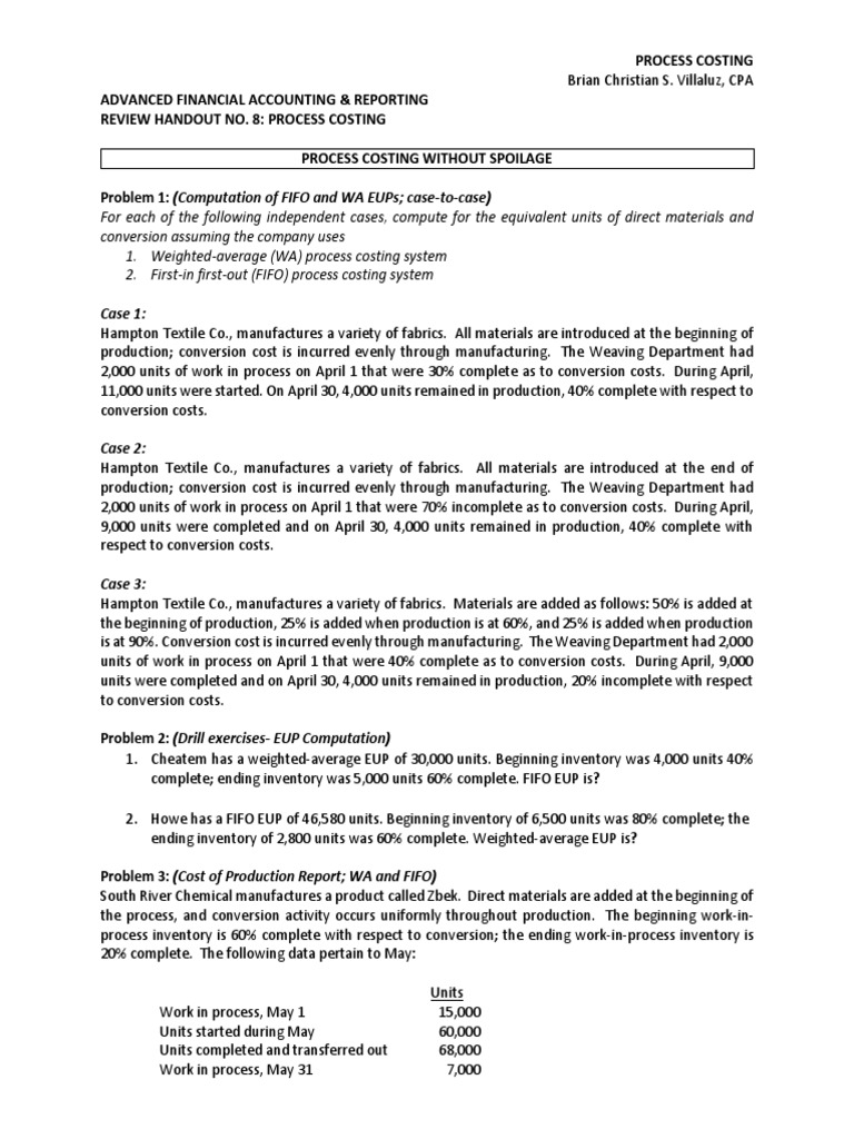 8 Process Costing | PDF | Industries | Production And Manufacturing