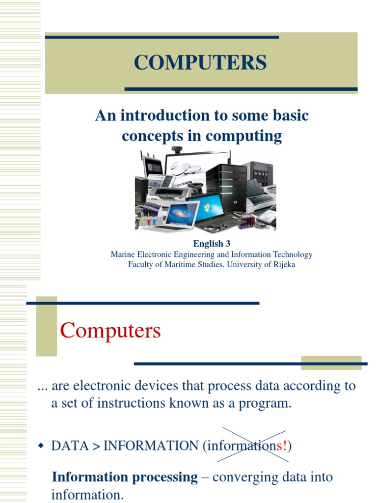 Computers: An Introduction To Some Basic Concepts in Computing | PDF ...