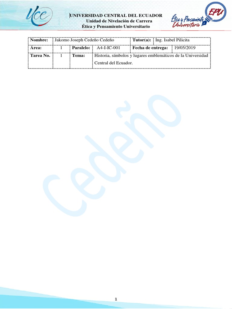 Formato Presentacion de Tareas Word-1 | PDF | Ecuador