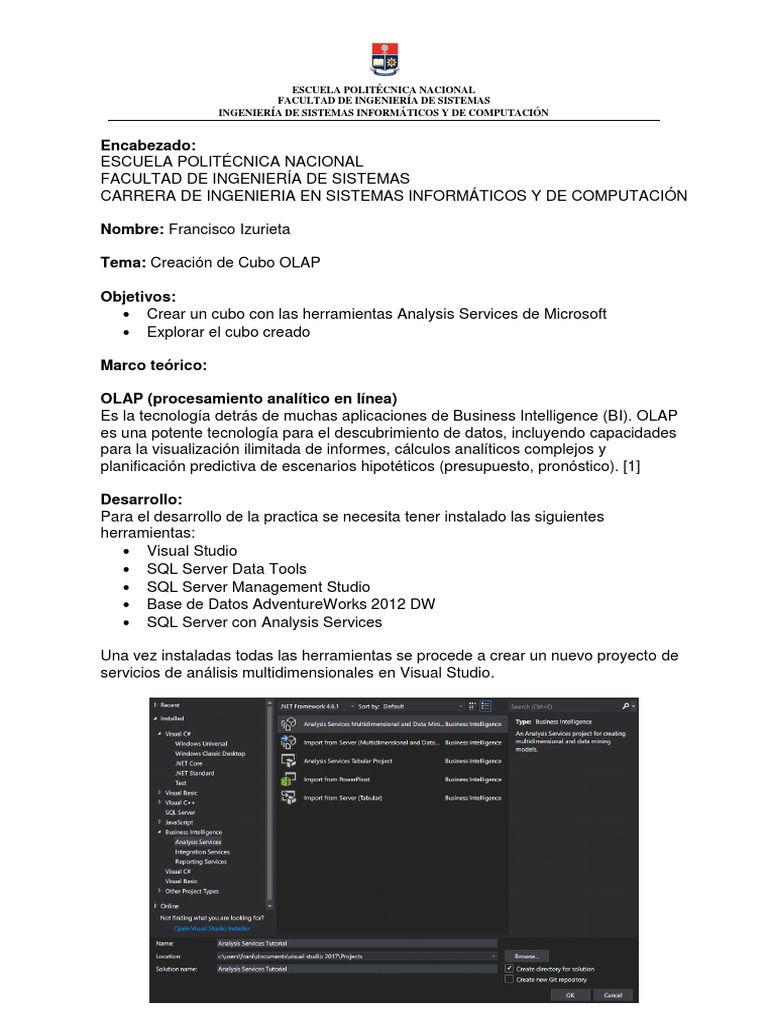 Creación de un cubo OLAP utilizando SQL Server Analysis Services para visualizar datos ...