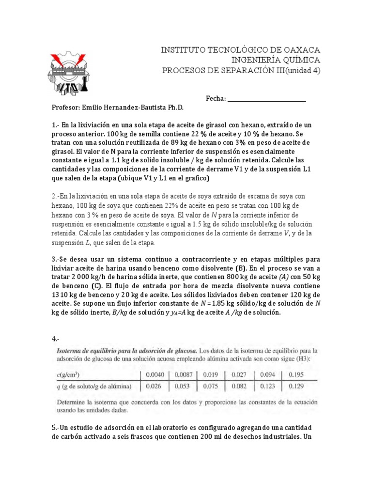 Problemario U4 2019 | PDF | Ciencias fisicas | Sustancias químicas