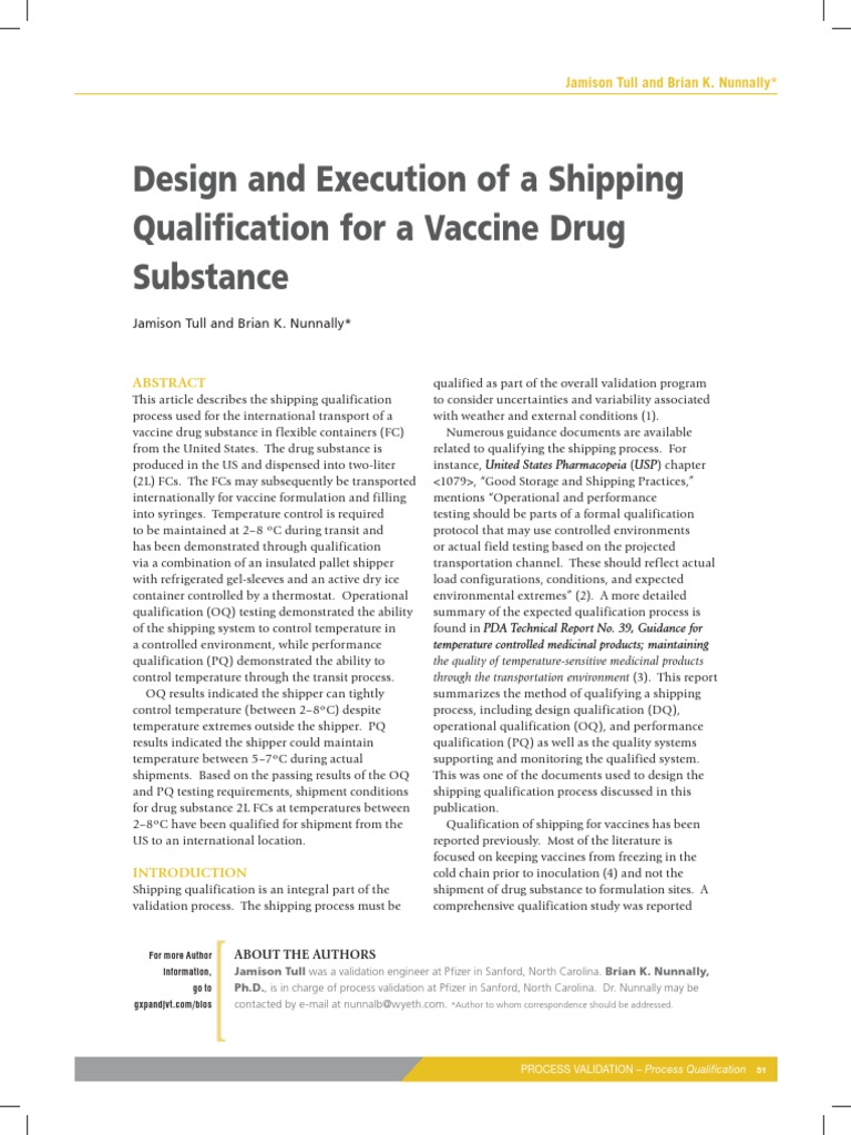 Vaccine Shipping Process Qualification | PDF | Verification And ...