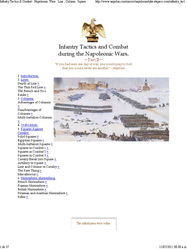 Infantry Tactics & Combat - Napoleonic Wars - Line - Column - Square ...