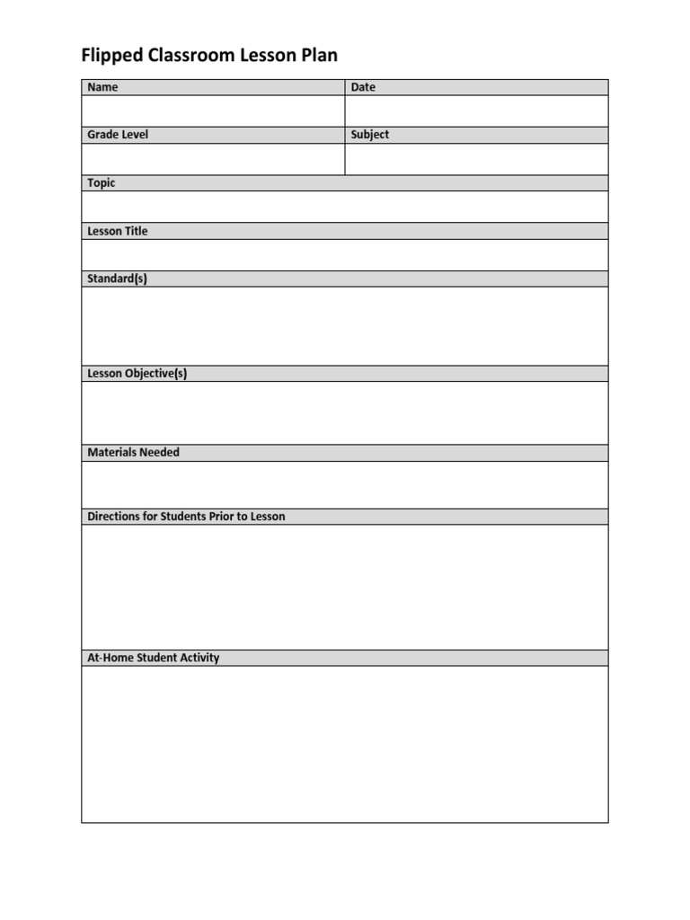 Flipped Classroom Lesson Plan - Fillable 1 2 | PDF