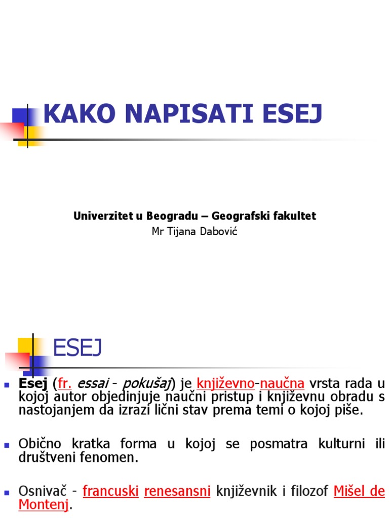 Kako Napisati Esej | PDF