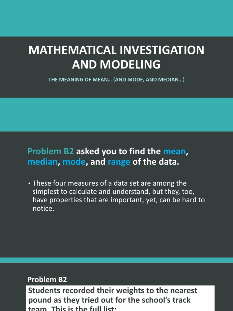 Mathematical Investigation and Modelling | PDF | Mean | Median