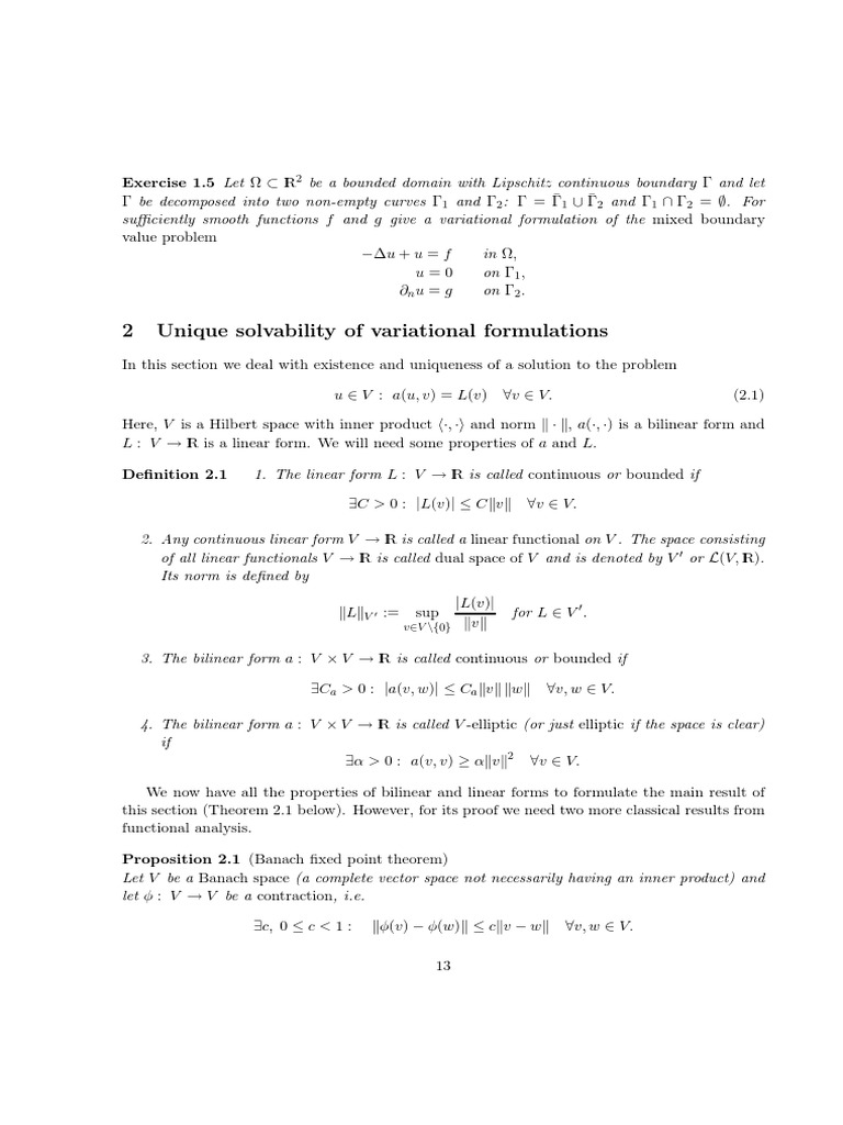 2 Unique Solvability of Variational Formulations | PDF | Functional Analysis | Hilbert Space