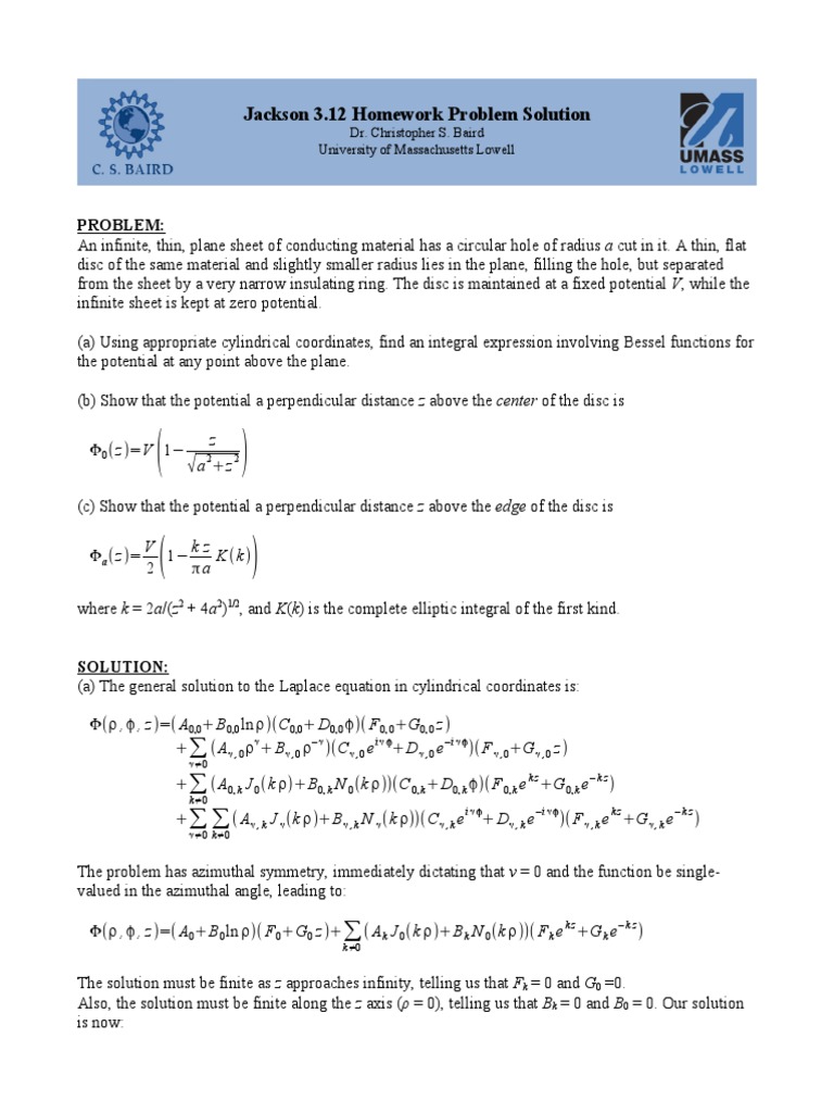 Jackson 3.12 Homework Problem Solution | PDF | Mathematical Objects | Physics