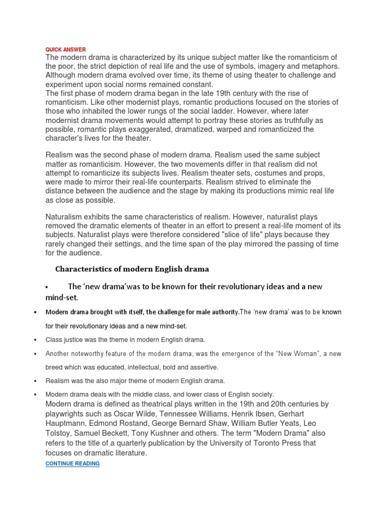 Modern Drama Stuff | PDF | Theatre | Realism (Arts)