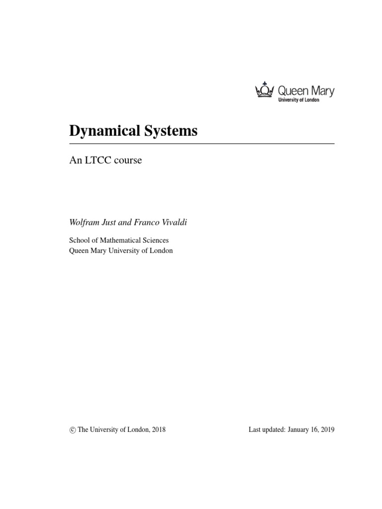 Dynamical Systems: An LTCC Course | PDF | Dynamical System | Stability ...