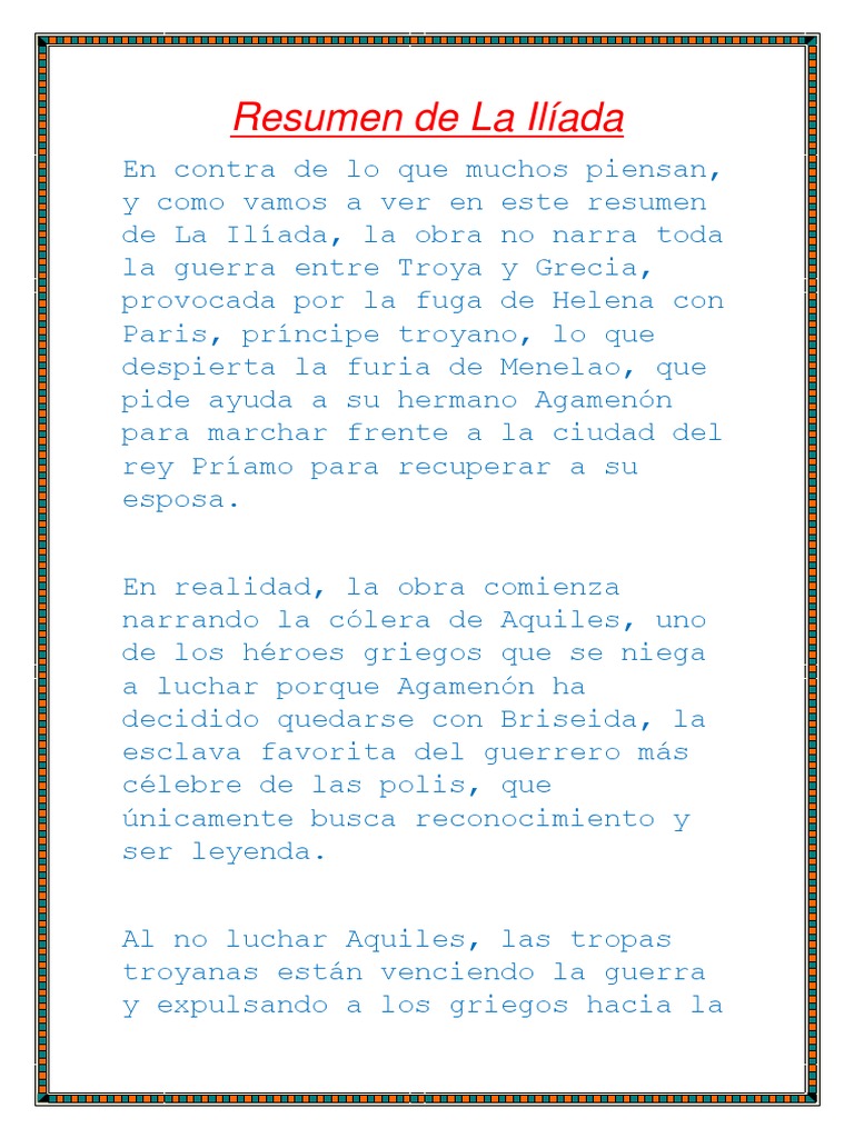 El Resumen Completo De La Iliada – ARJF