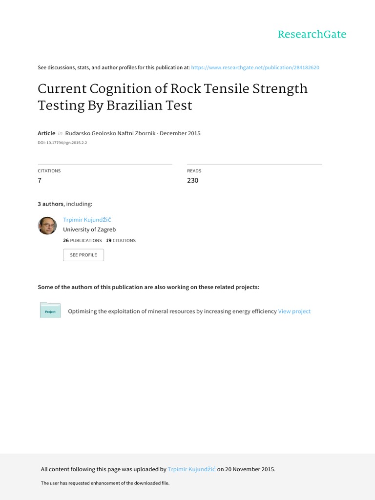 Current Cognition of Rock Tensile Strength Testing by Brazilian Test ...