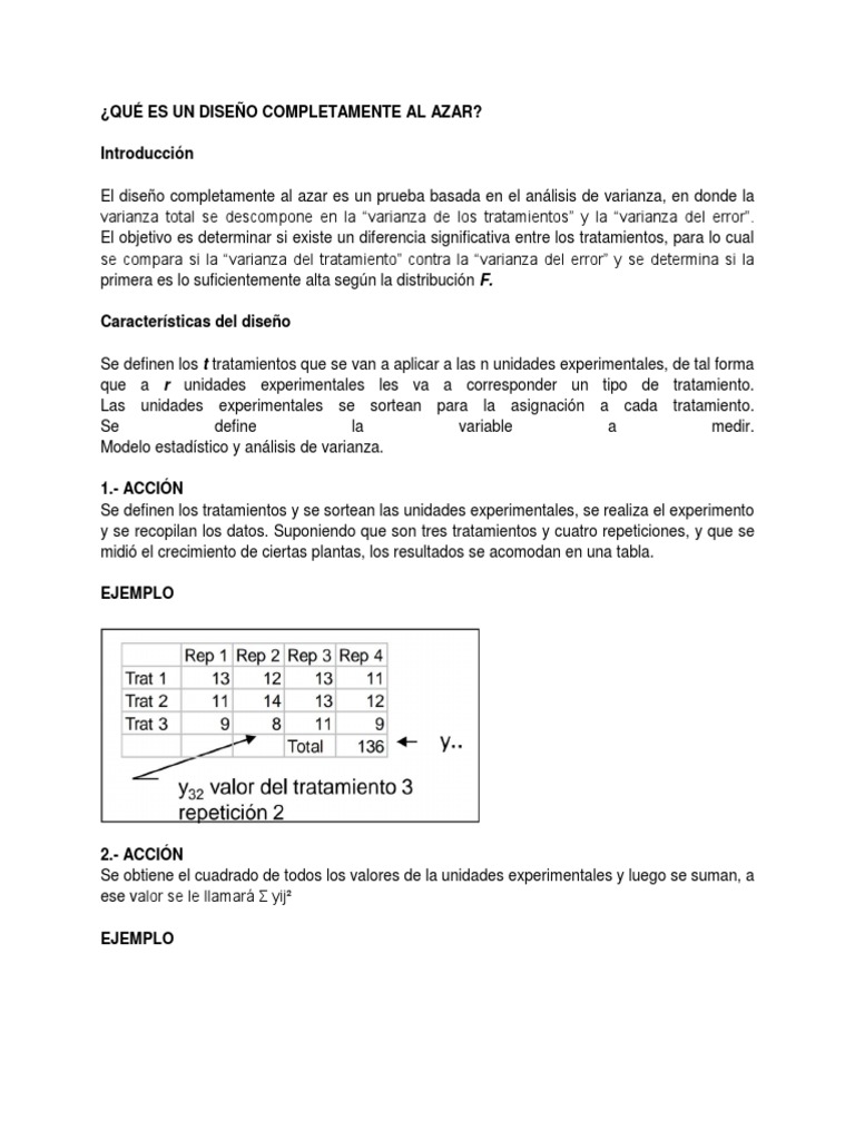 ¿Qué Es Un Diseño Completamente Al Azar | PDF | Diferencia | Análisis ...