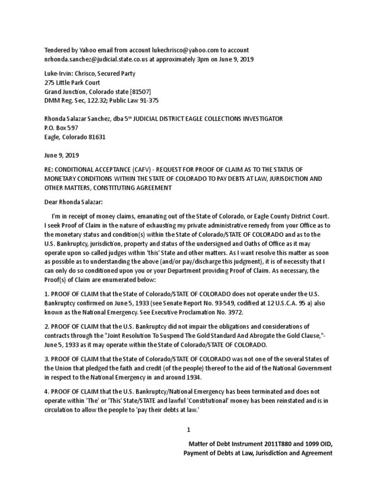 Conditional Acceptance For Value-Traffic Ticket-Colorado-By-Email | PDF ...