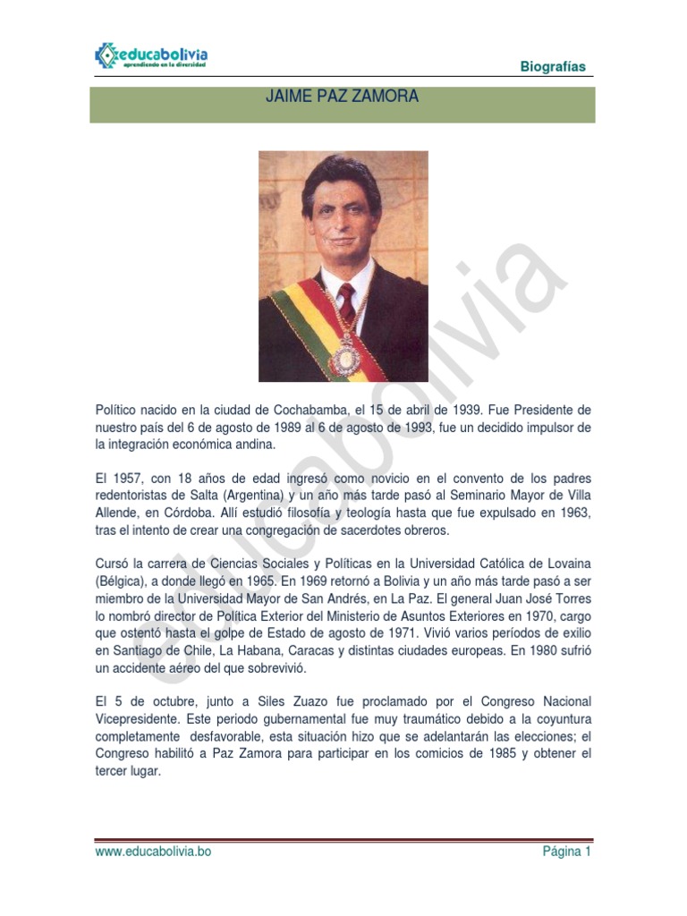 Jaime Paz Zamora | PDF | Elecciones | Gobierno