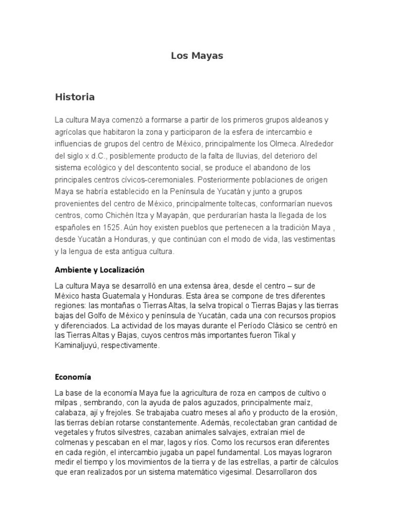 Cultura Maya y Azteca: Historia y Costumbres | PDF | Civilización maya ...
