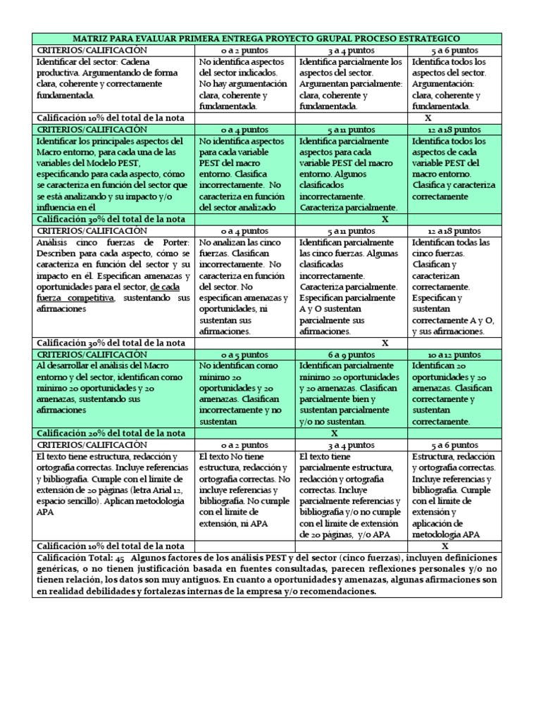 Matriz Primera Entrega 45 Proceso Estrategico Poli | PDF ...