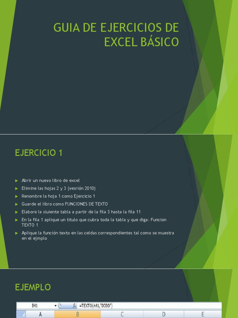 Guia de Ejercicios de Excel Básico | PDF | Microsoft Excel | Informática