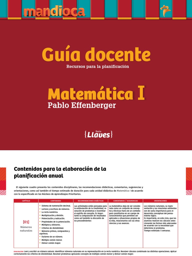 Llaves Guia Docente Matematica 1 | PDF | Fracción (Matemáticas ...