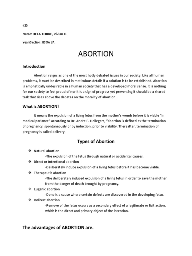 An Analysis of Abortion: Types, Advantages, Disadvantages, and the ...
