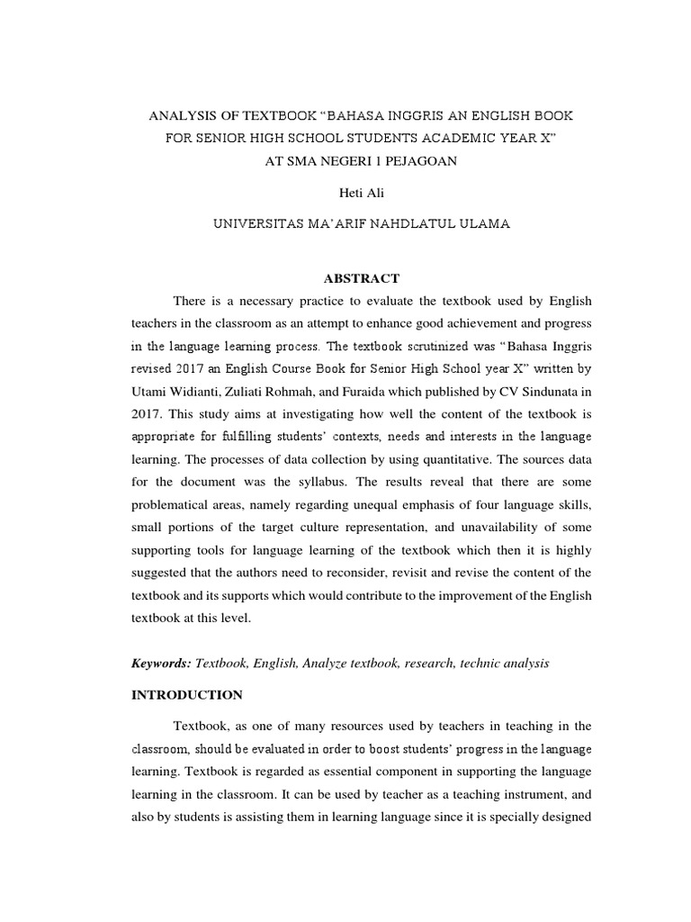 Keywords: Textbook, English, Analyze Textbook, Research, Technic ...