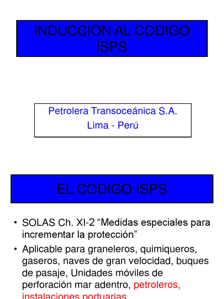 Induccion Al Codigo Isps | PDF | Transporte | Violencia