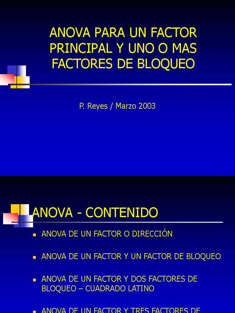 ANOVA: Factores y Bloqueos en Estadística | PDF | Análisis de variación ...