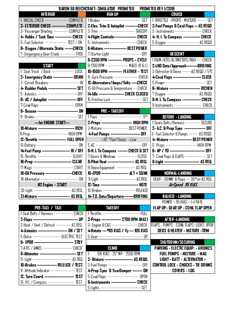 Baron 58 Becchcraft Checklist Normales_tabla de Potencias - Rev3 2018 ...