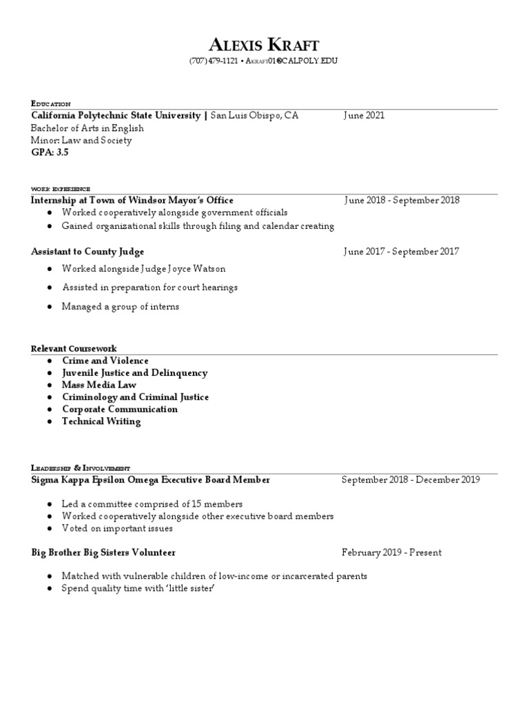 Lexie Kraft Resume | PDF