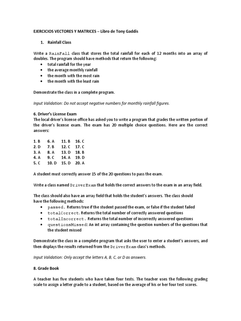 Ejercicios Vectores y Matrices Java | PDF | Array Data Structure | Test ...