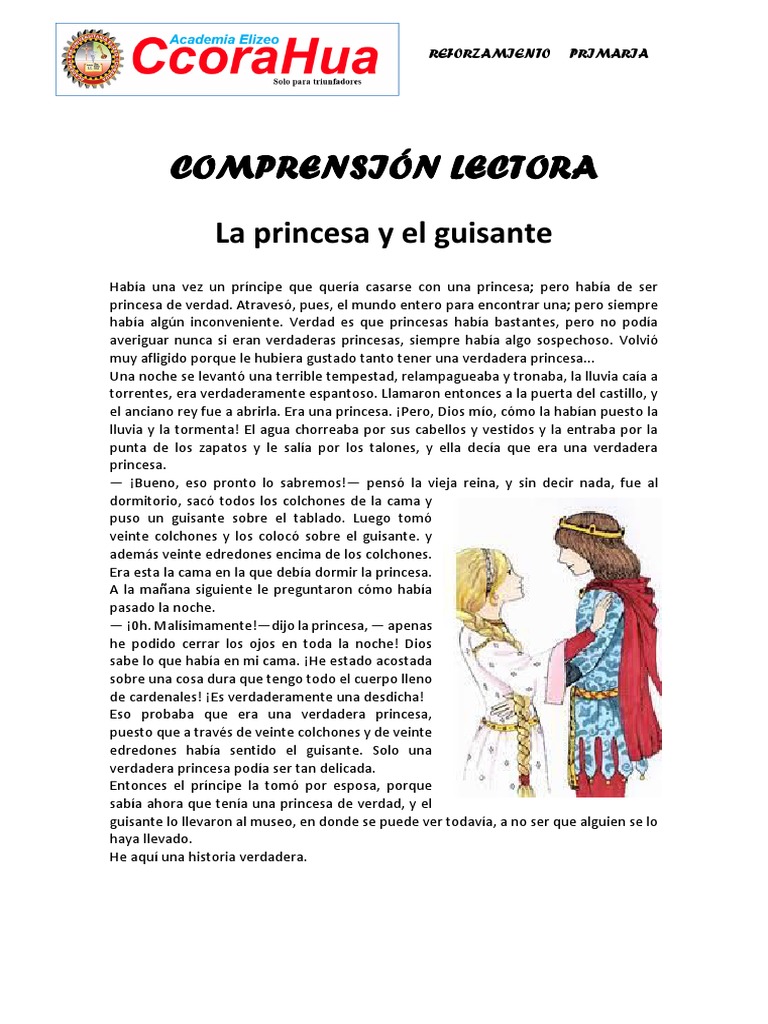 Comprensión Lectora: La Princesa y el Guisante | PDF | Clásicos
