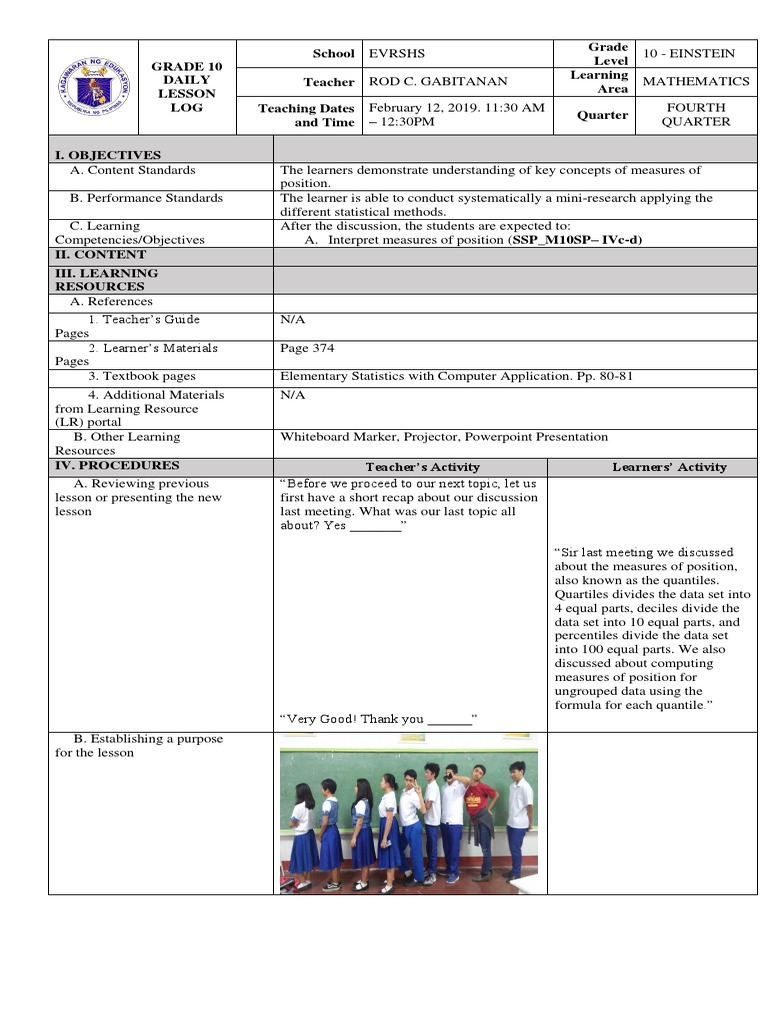 Measures of Position Interpretation DLL | PDF | Quantile | Percentile
