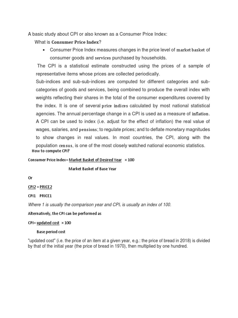 Consumer Price Index: Market Basket Services | PDF | Consumer Price ...