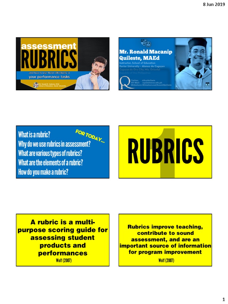 Rubrics - Handout | PDF | Rubric (Academic) | Educational Psychology