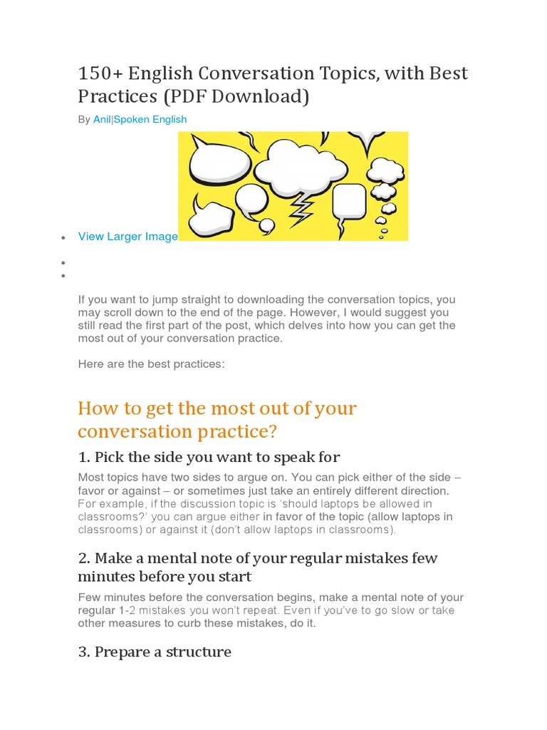150+ English Conversation Topics | PDF | Conversation | Video Games