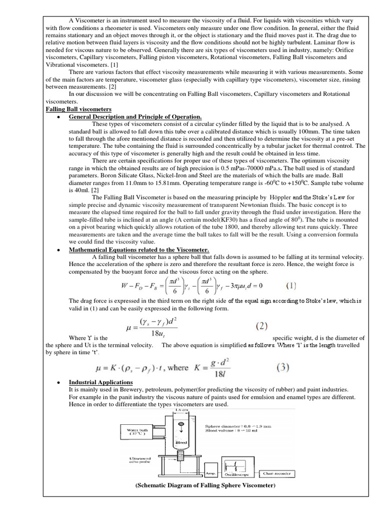 Falling Ball Viscometers General Description and Principle of Operation ...