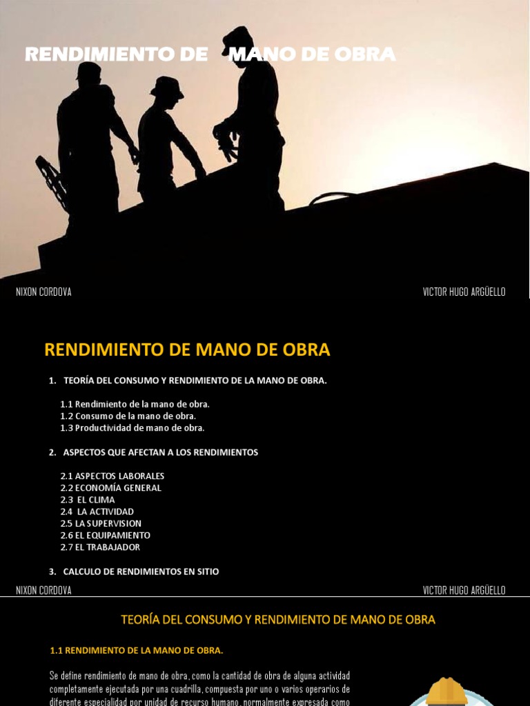 Rendimiento de Mano de Obra | PDF | Business