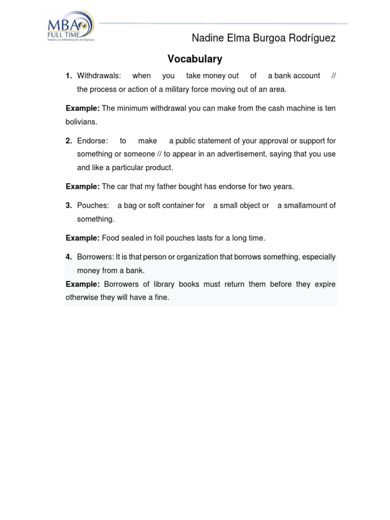 Vocabulary | PDF | Finance & Money Management | Social Science