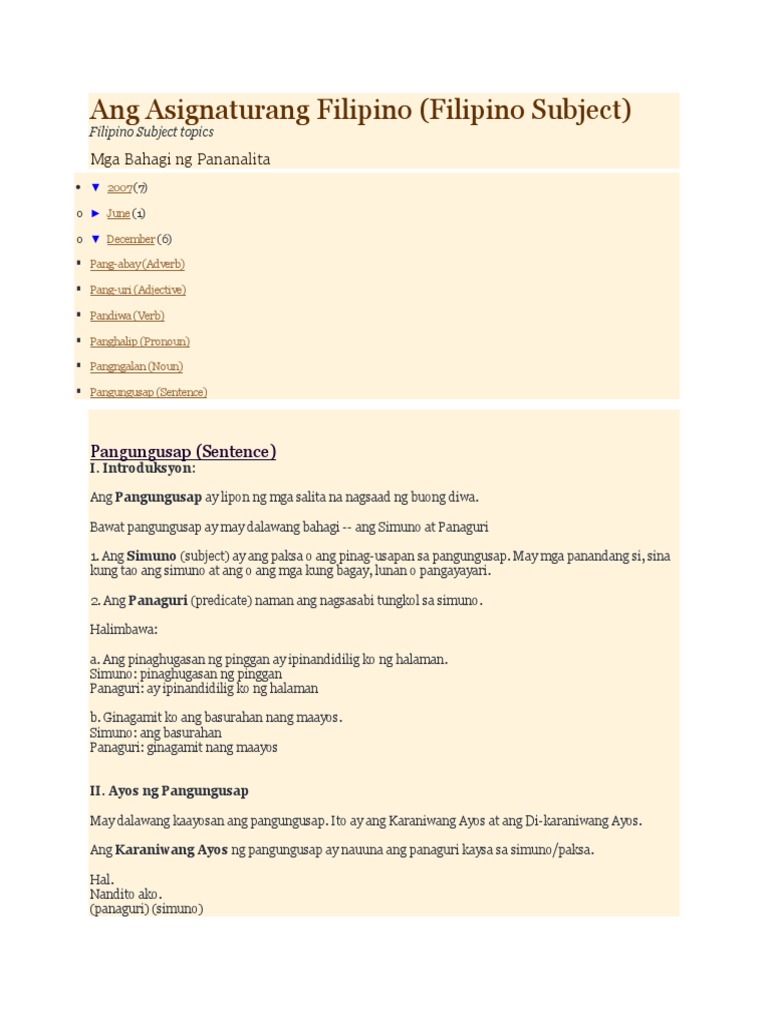 Ang Asignaturang Filipino | PDF